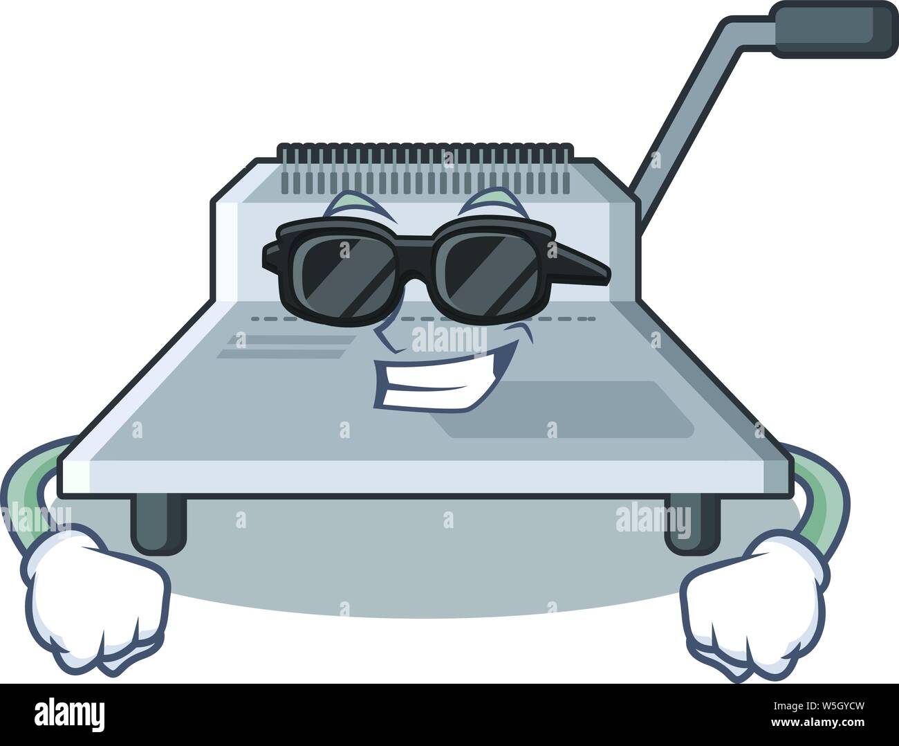 Super cool binding machine in the cartoon shape vector illustration ...