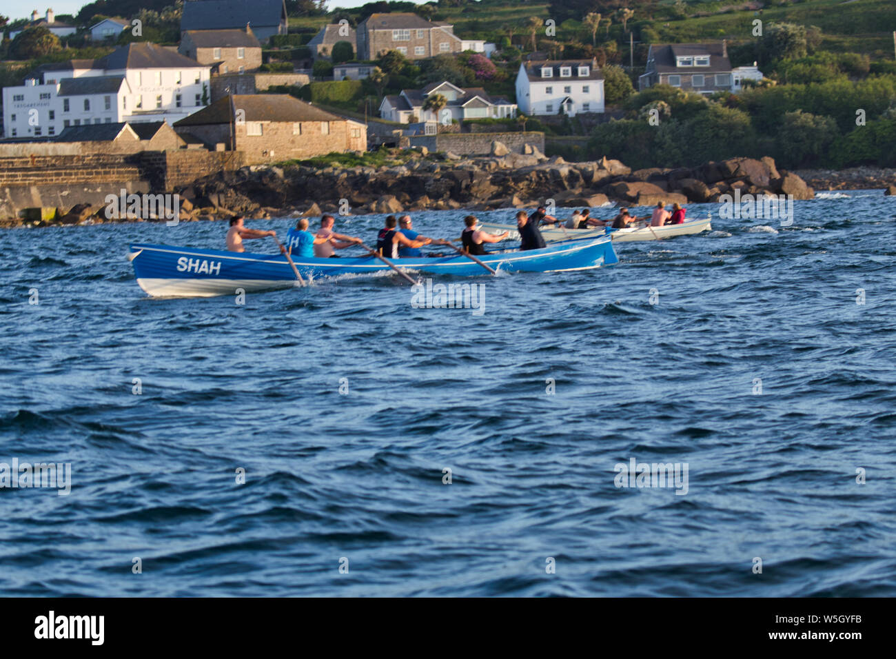 The Dust Cart Trophy, Isles of Scilly - Men's Pilot Gig Boat Race Stock ...