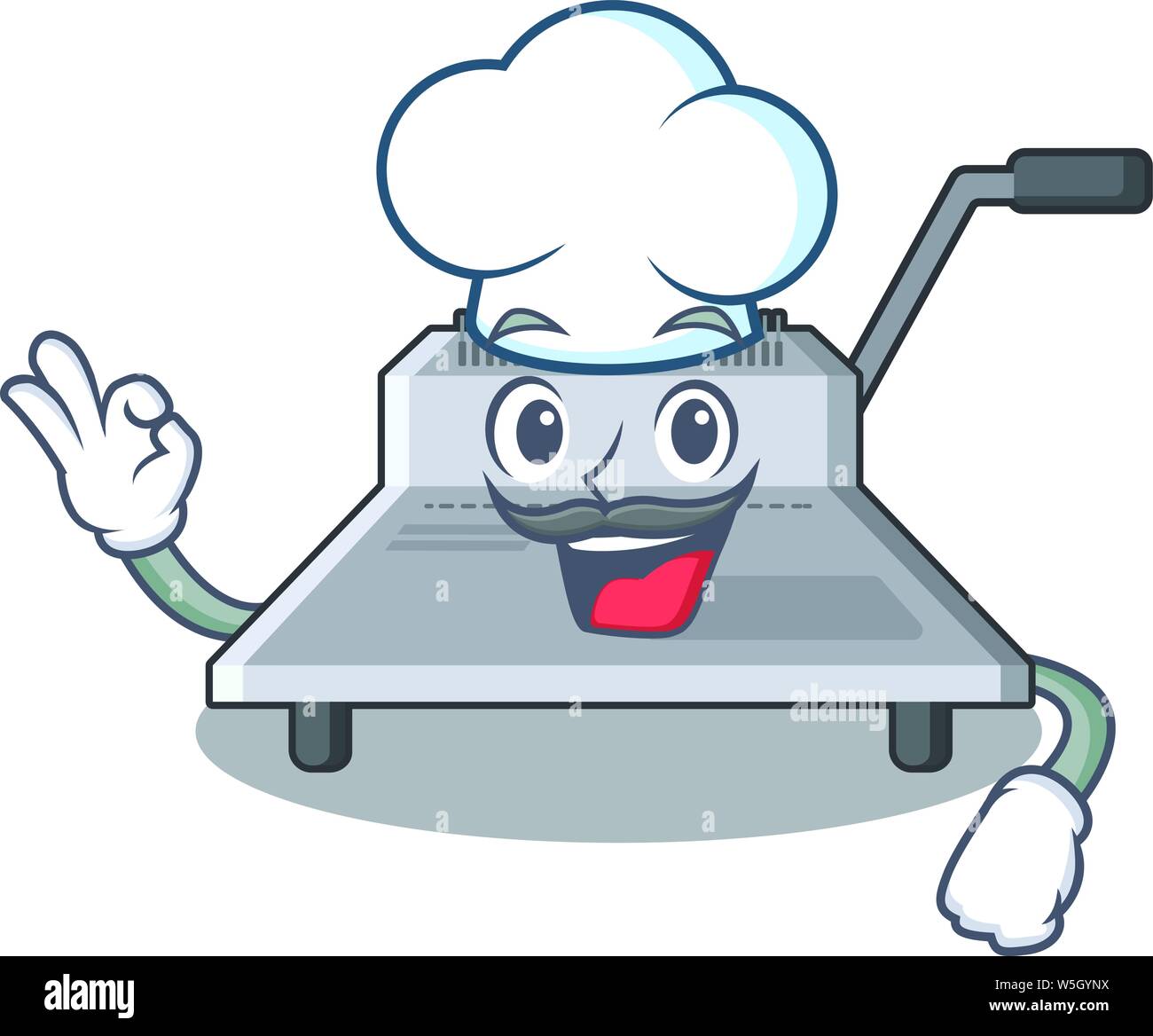 Chef binding machine in the cartoon shape vector illustration Stock ...