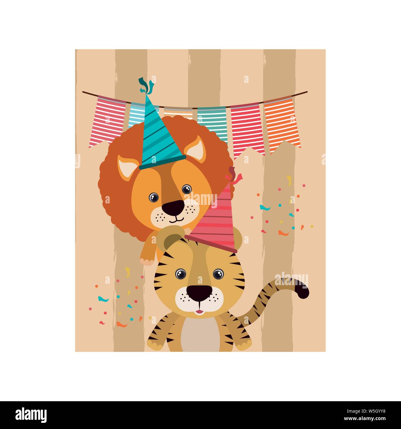 card of celebration with animals on white background Stock Vector Image ...