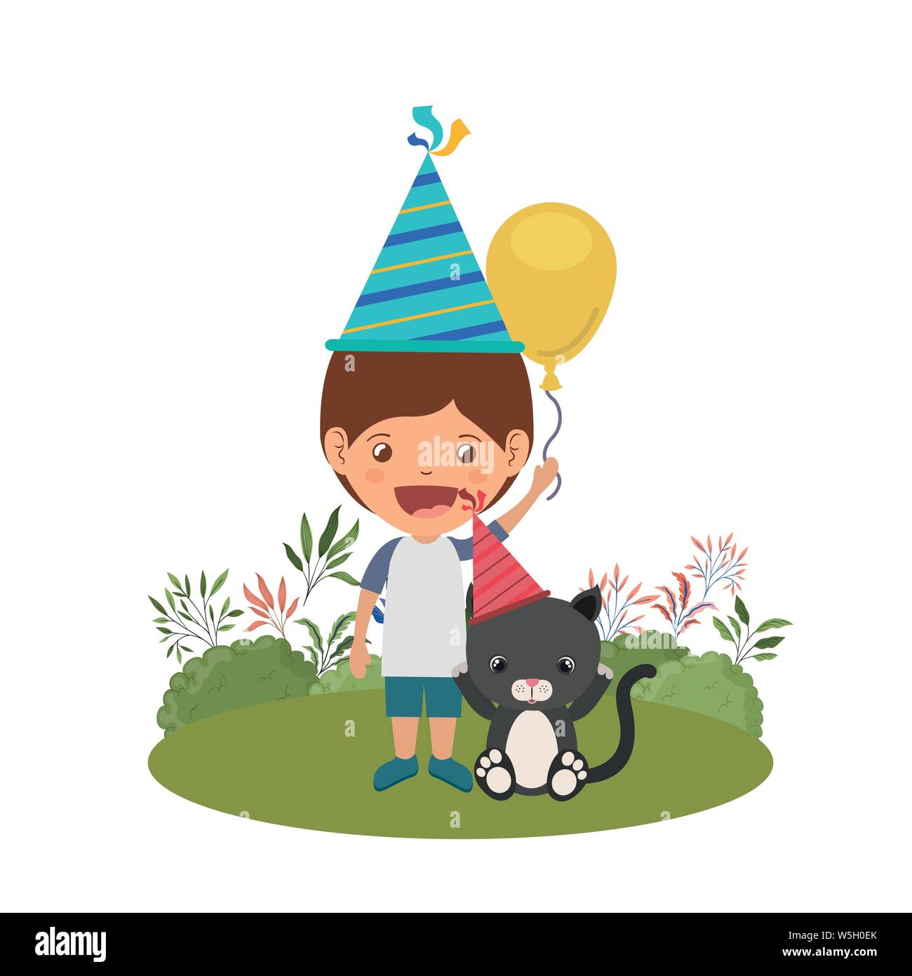 Kids celebrate friends birthday in Stock Vector Images - Alamy