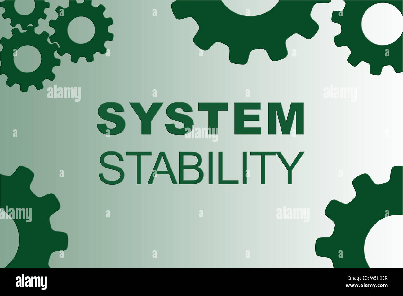 SYSTEM STABILITY sign concept illustration with green gear wheel ...