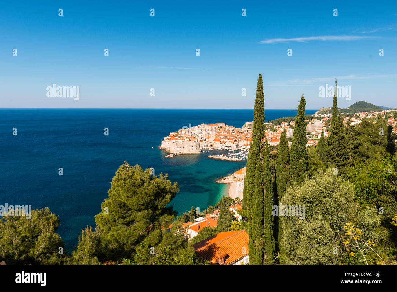 Aerial view of Dubrovnik old town, UNESCO World Heritage Site ...