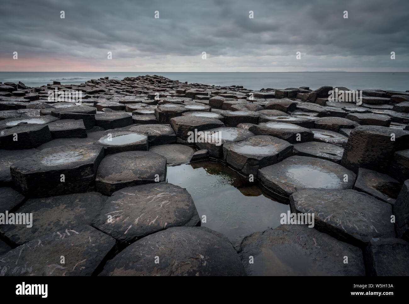 Basalt columns of the Giant's Causeway at sunset, UNESCO World Heritage ...