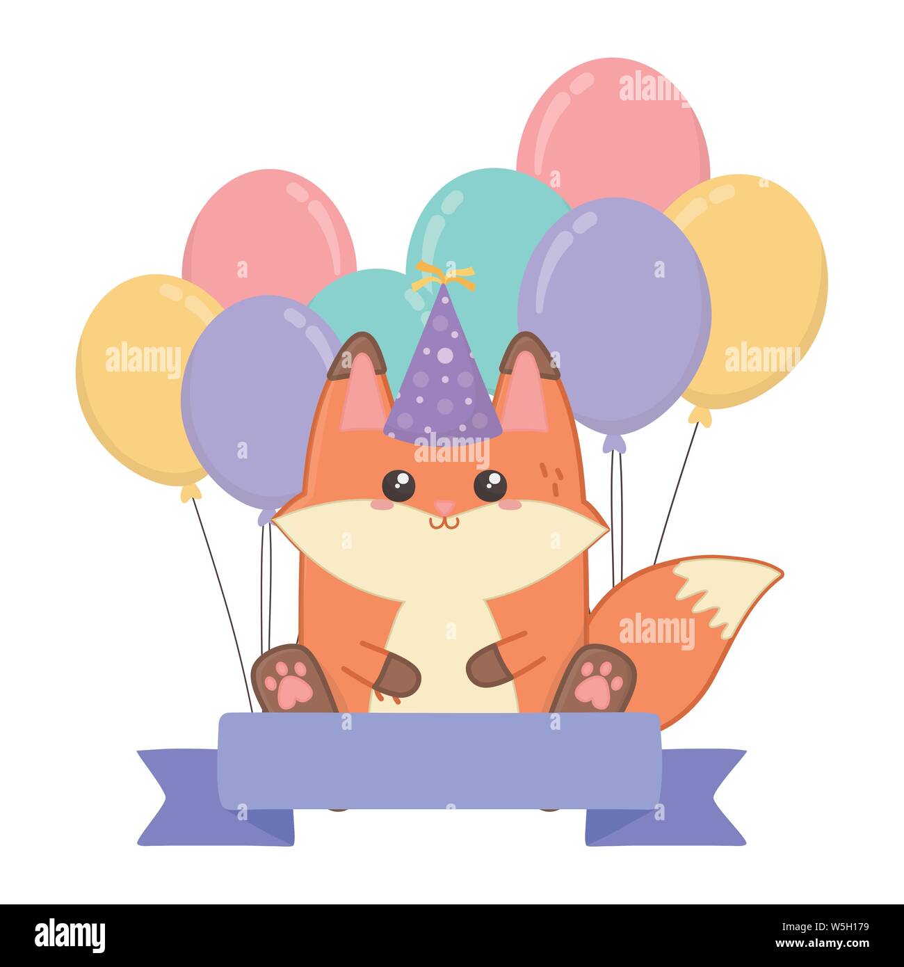 Fox cartoon design, happy birthday celebration decoration party festive ...