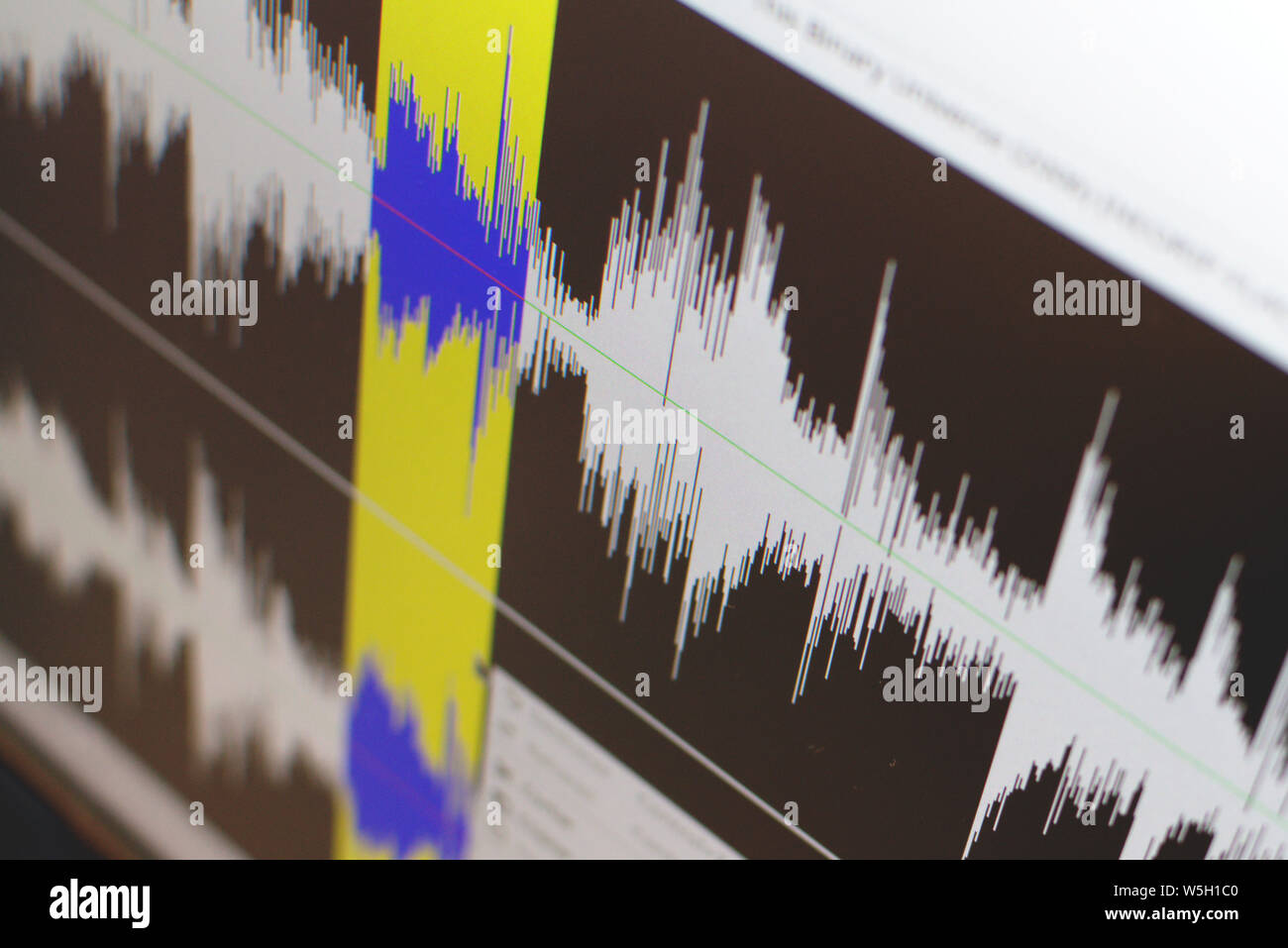 Sound visualization in a professional audio editing software. Computer ...