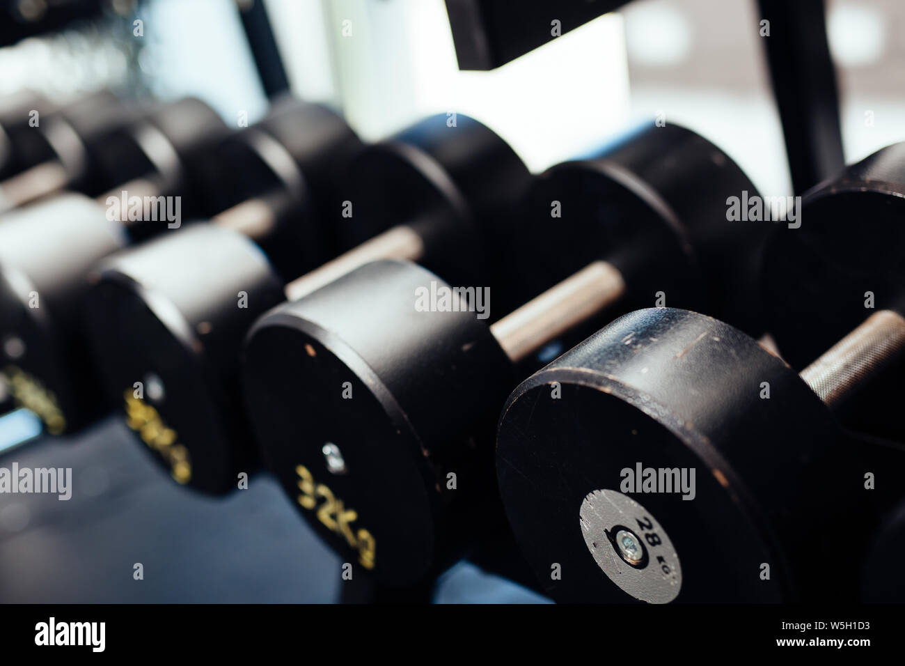 Closeup photo of dumbbells Stock Photo - Alamy