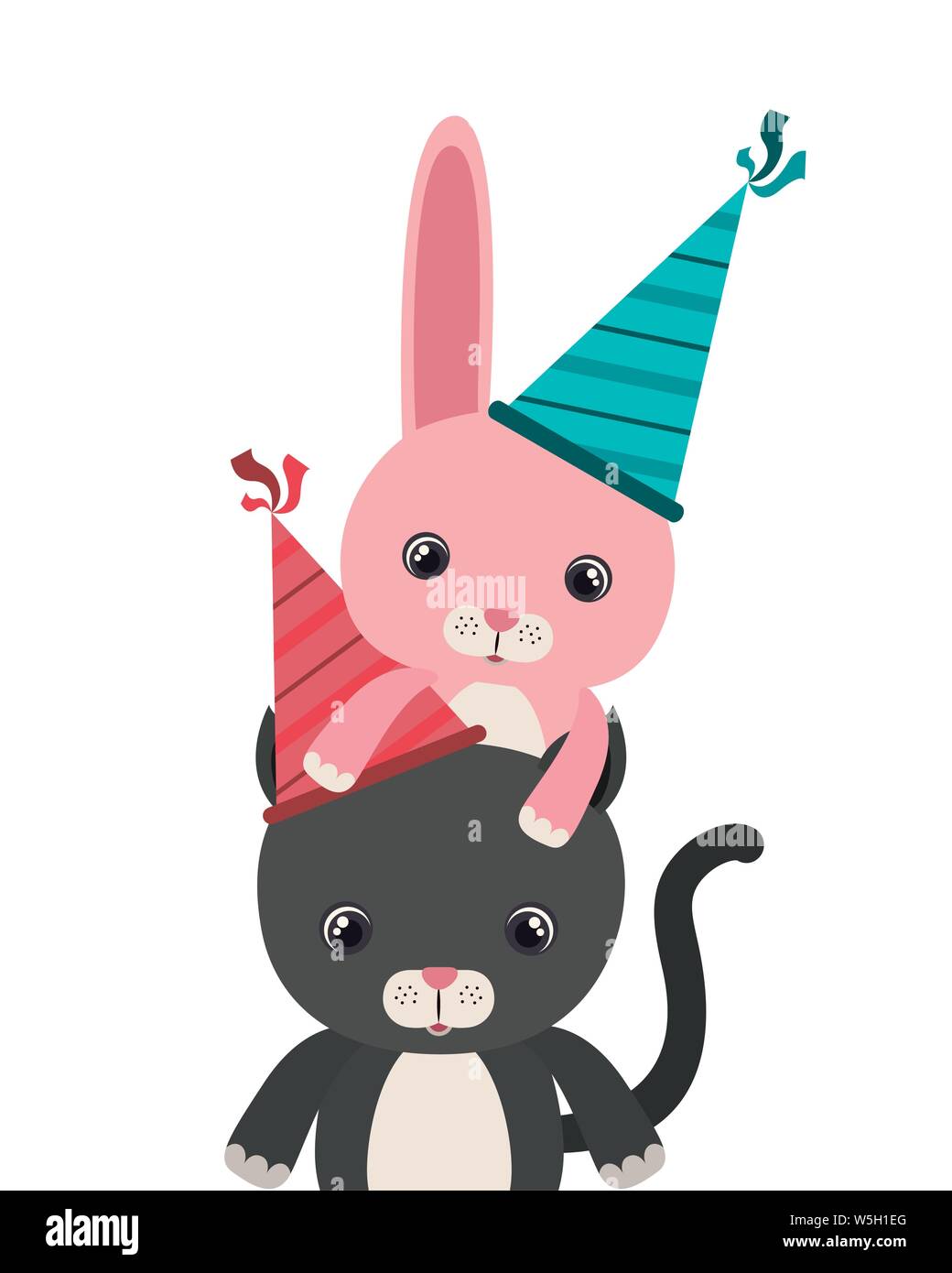 card of celebration with animals on white background Stock Vector Image ...