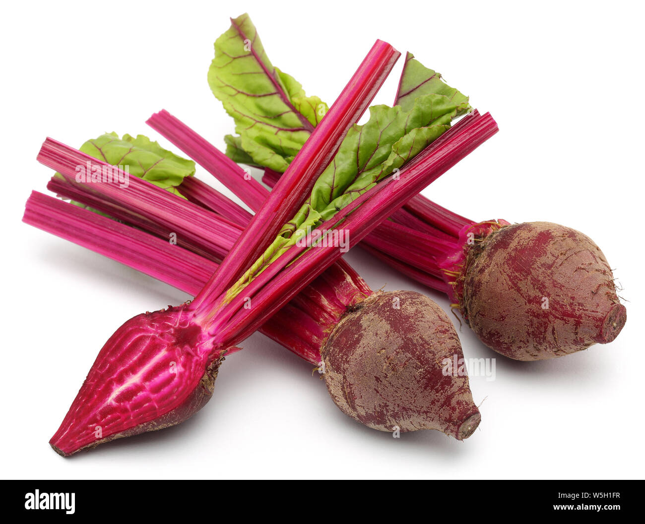 Fresh red beet roots and stalks isolated on white background Stock ...