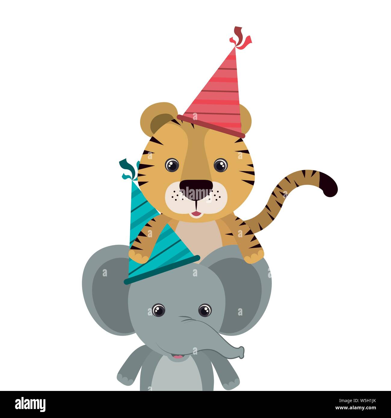 card of celebration with animals on white background Stock Vector Image ...