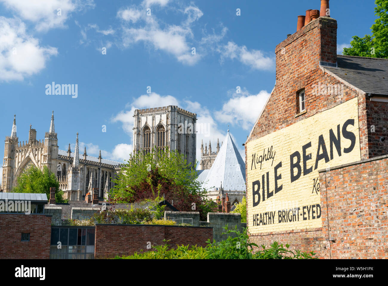York Minster and the Bile Beans Ghost sign at Lord Mayors Walk, just ...