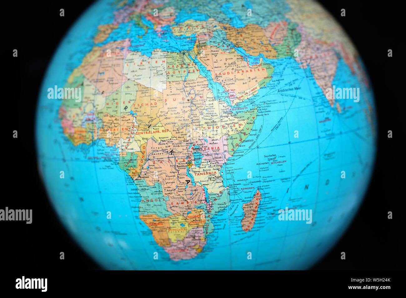 Globe political map of the world on a blurred dark background Stock ...