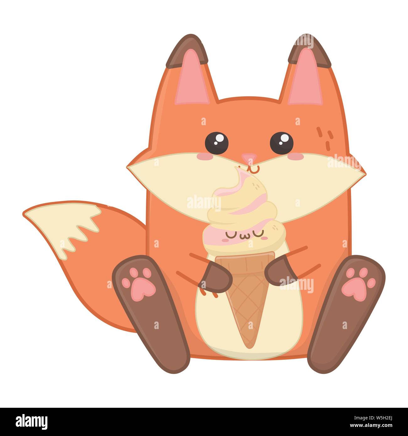 Fox cartoon design, Kawaii expression cute character funny and emoticon ...