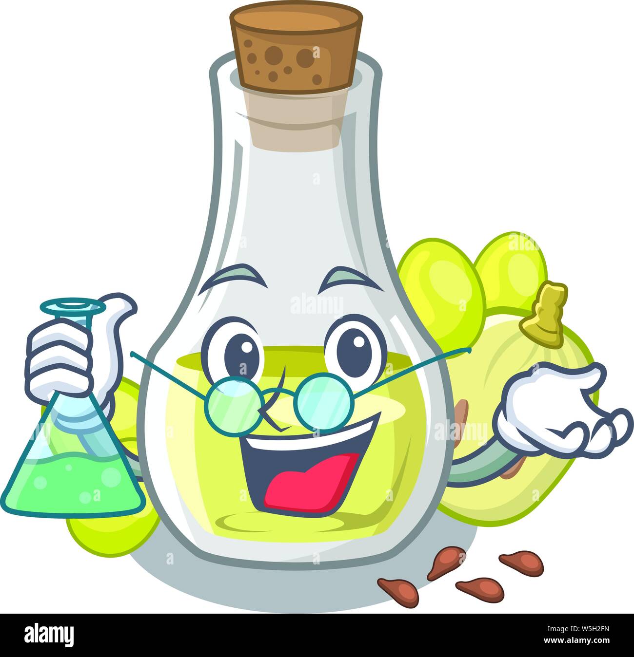 Professor grape seed oil in cartoon bottle vector illustration Stock ...