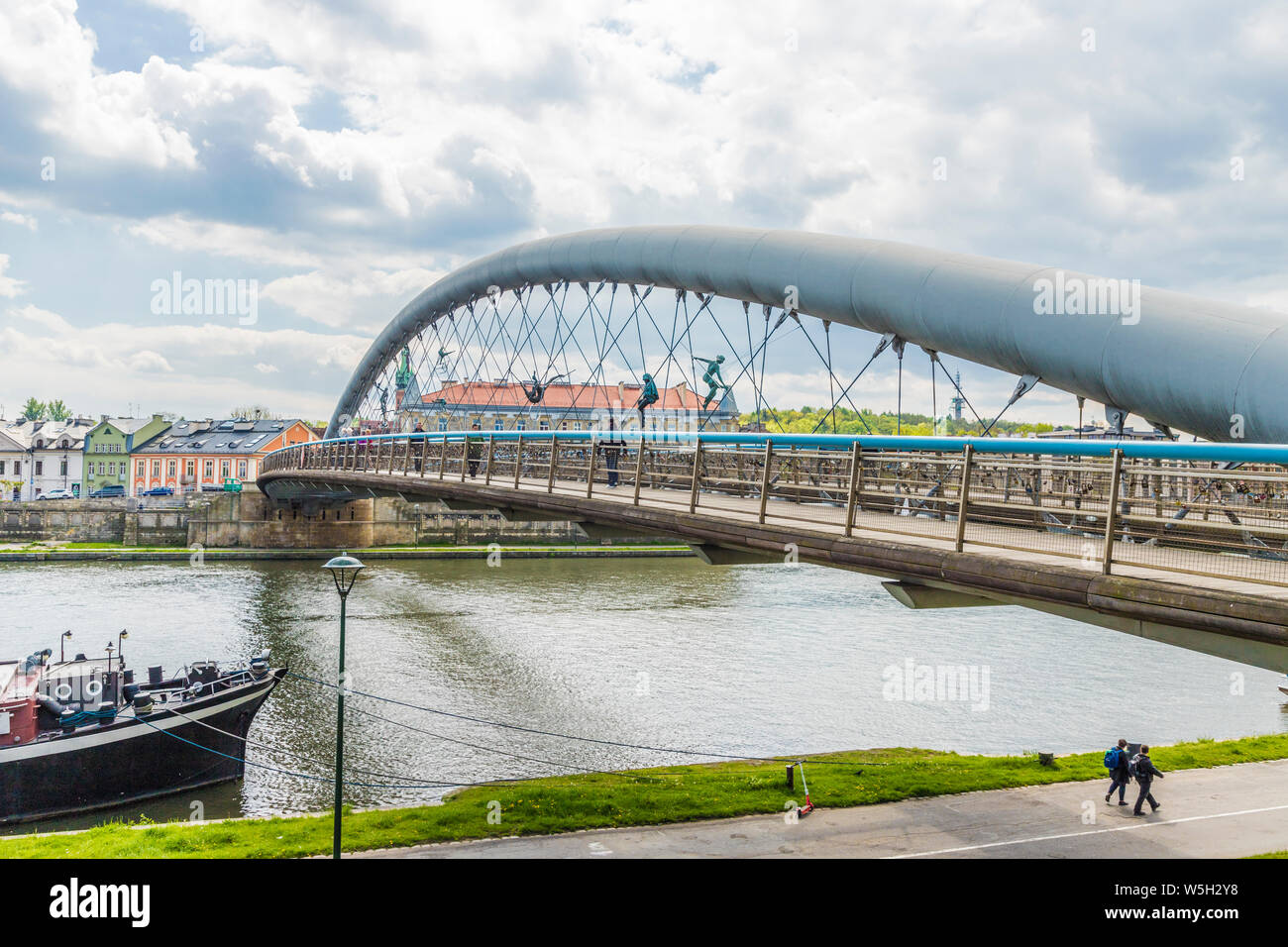 The Bernatka suspension foot bridge over the Wisla (Vistula) River in ...