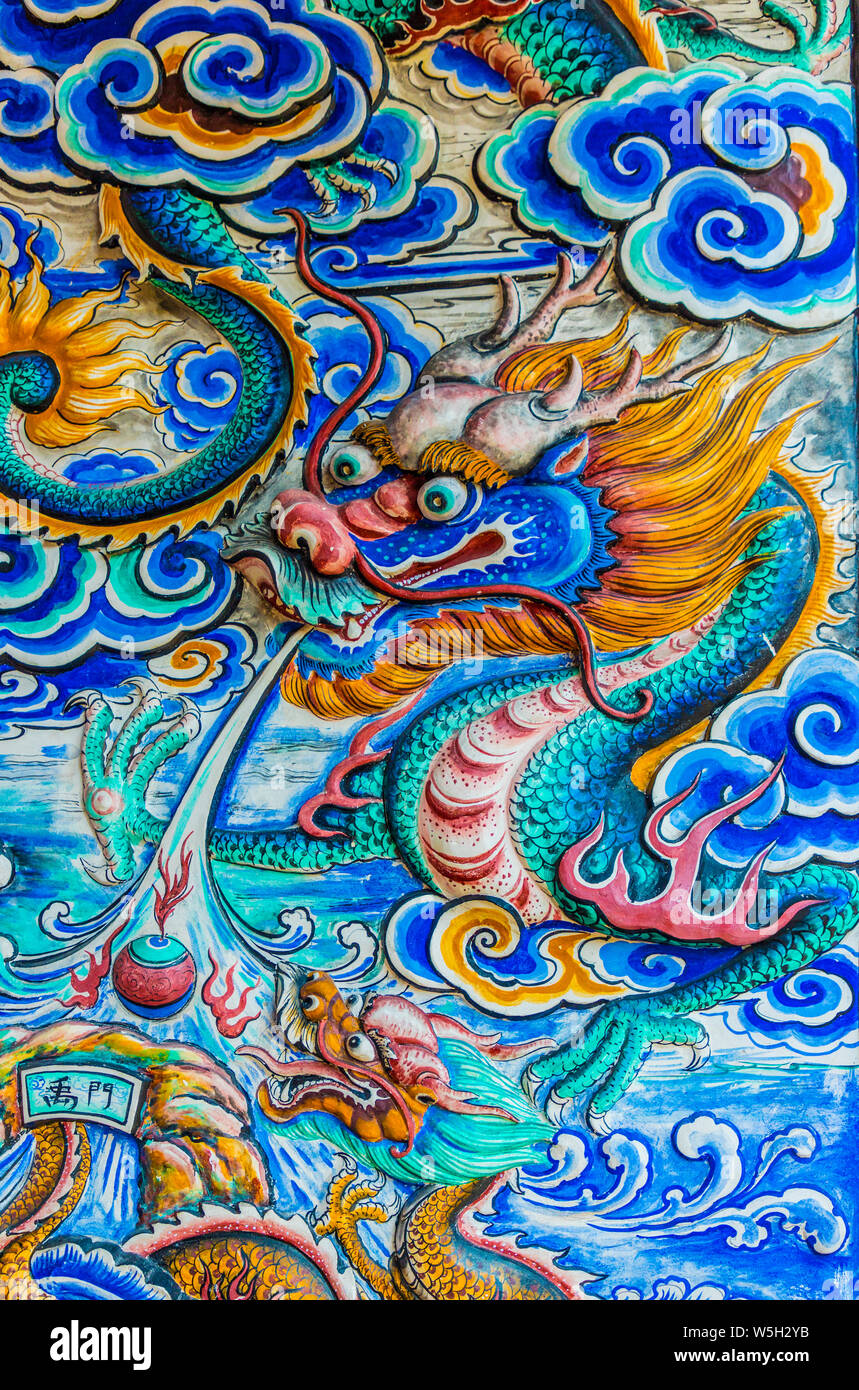 Ceramic mural in Hock Teik Cheng Sin temple in George Town, UNESCO ...