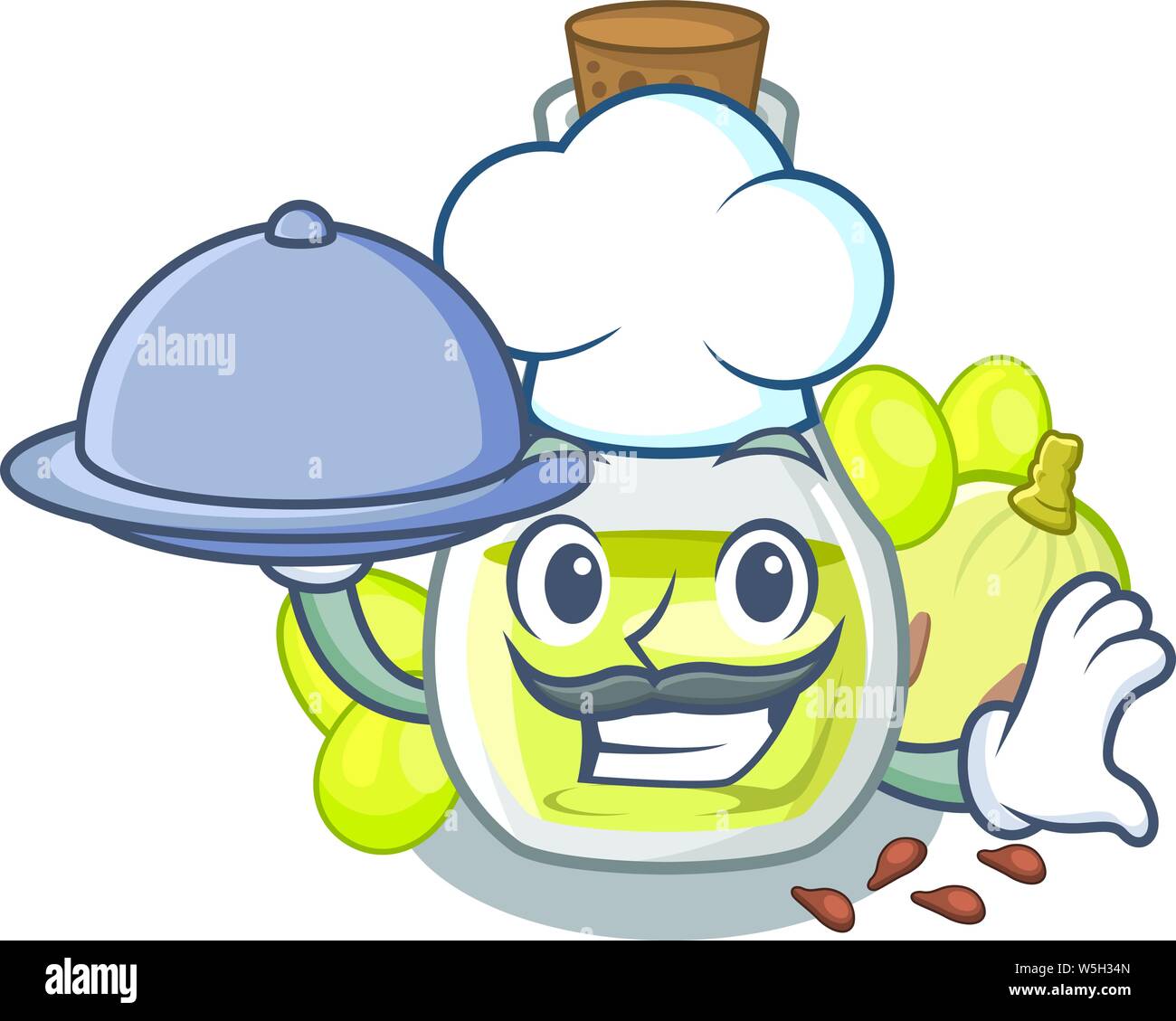 Chef with food grape seed oil the mascot shape vector illustration ...