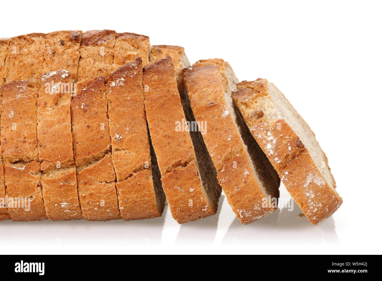 Sliced floury wheat bread isolated on white background Stock Photo - Alamy