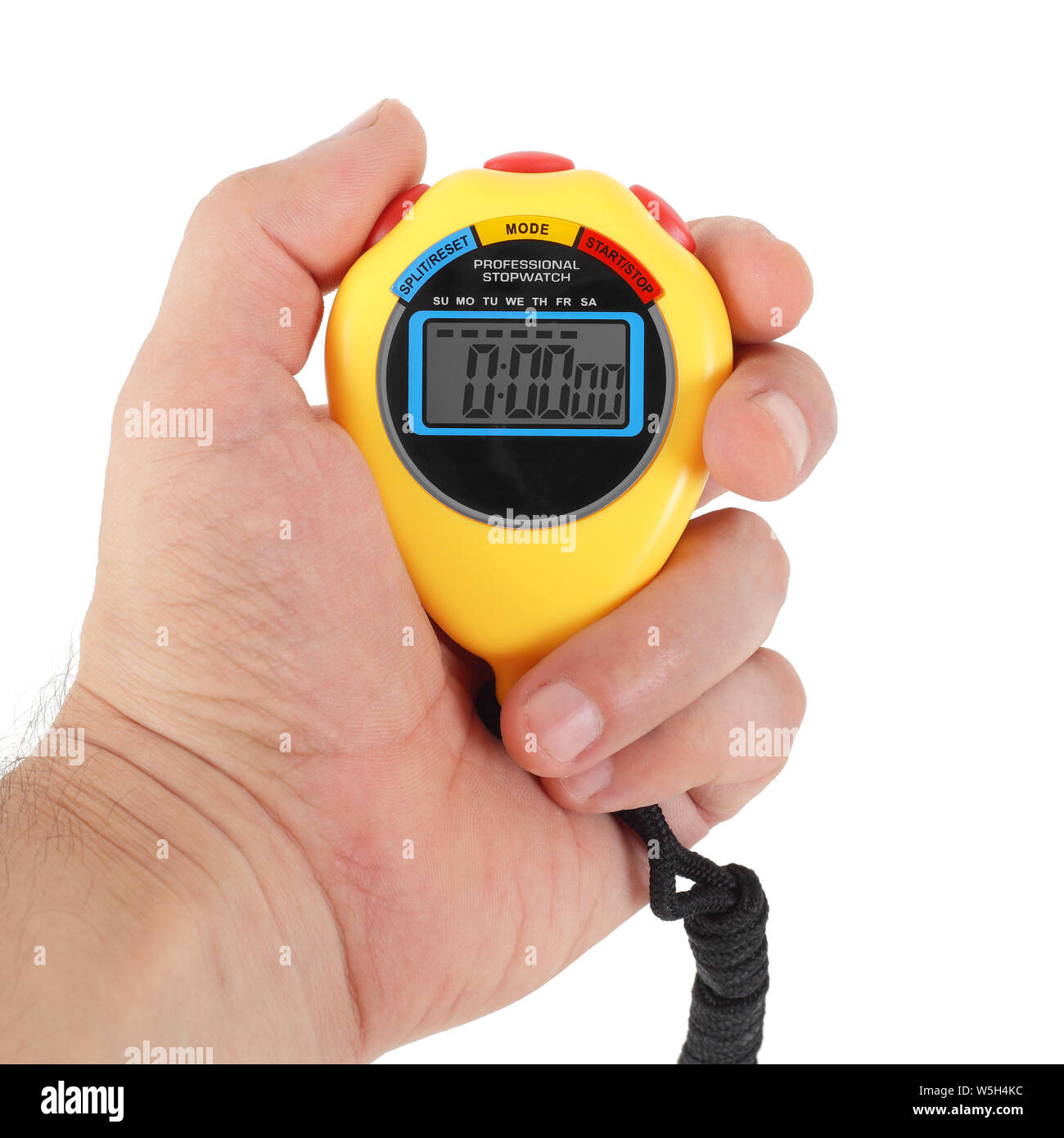 Sports equipment - Yellow Digital electronic Stopwatch in a hand on a ...