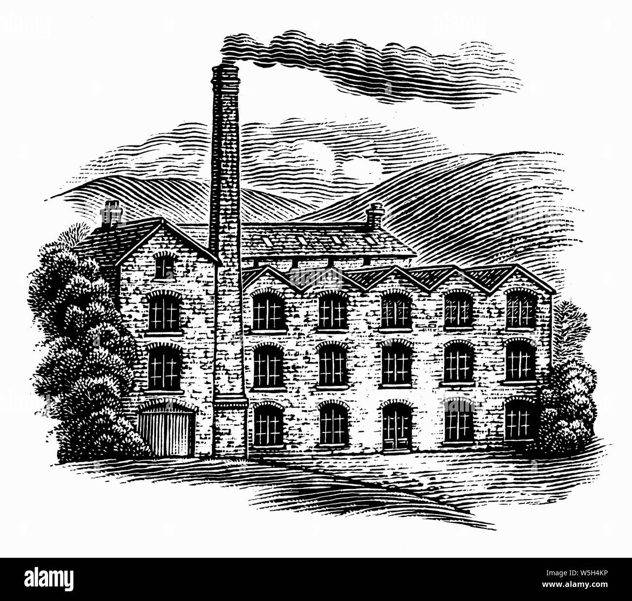 Factory smokestack engraving hi-res stock photography and images - Alamy