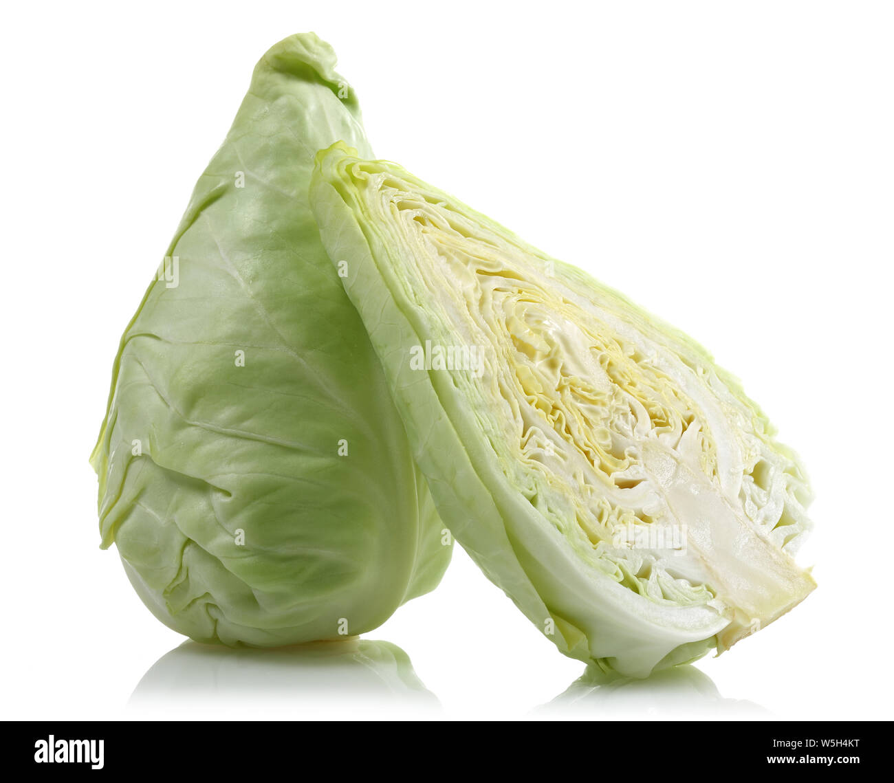 Fresh green cabbage isolated on white background Stock Photo - Alamy