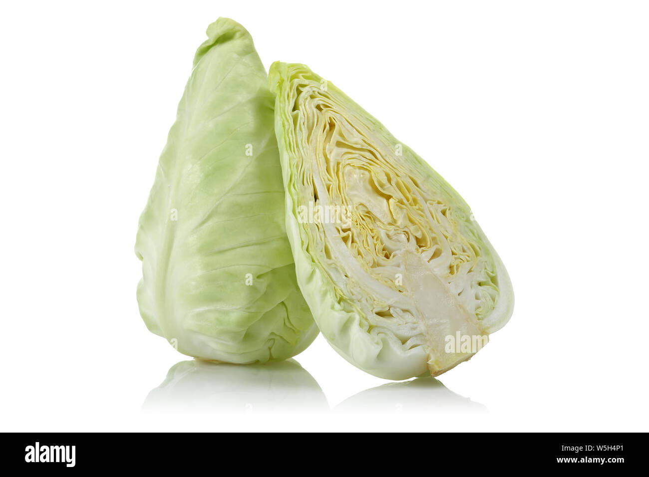 Fresh green cabbage isolated on white background Stock Photo - Alamy