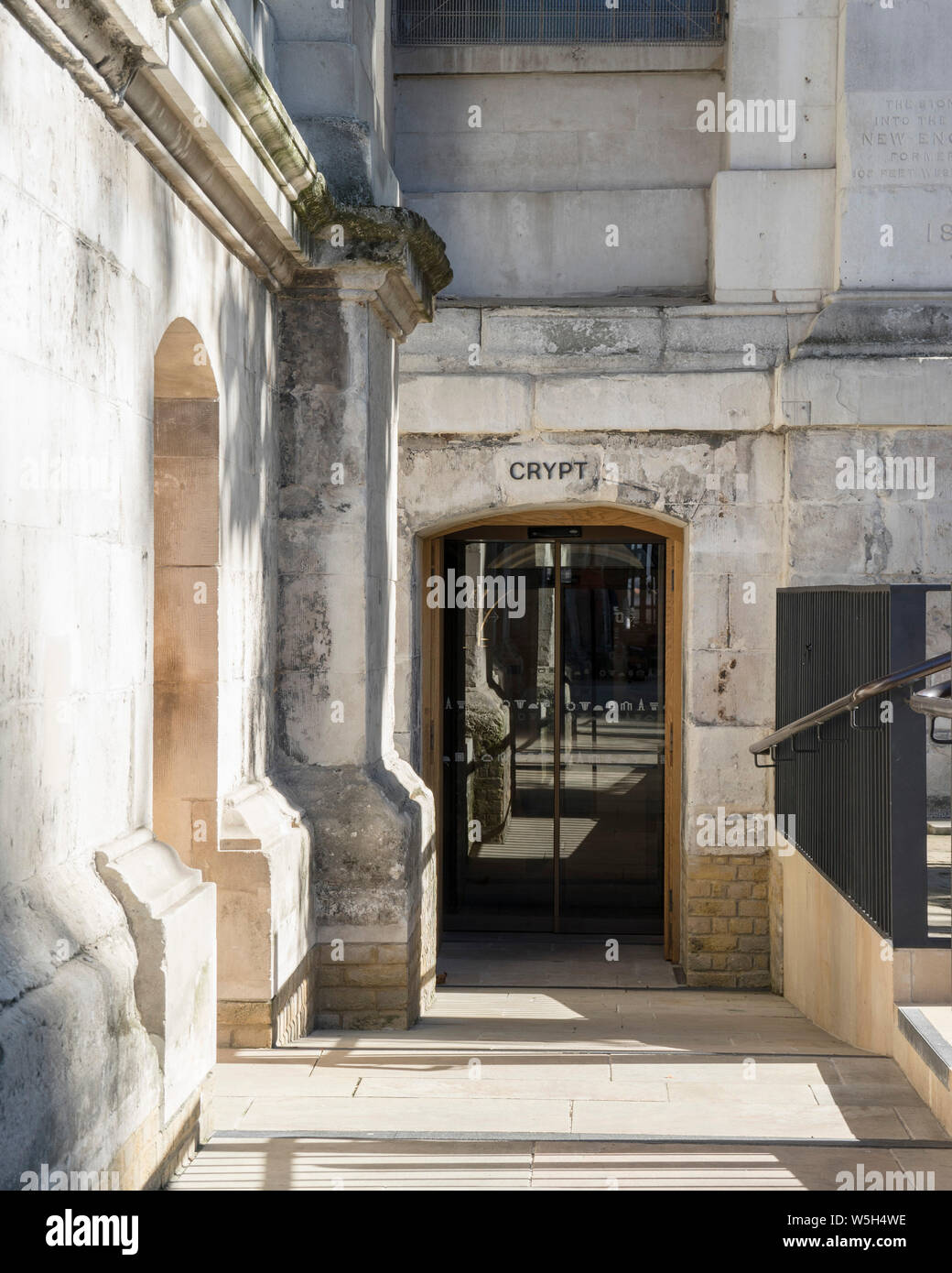 View towards basement crypt from street level. Crypt of Christ Church ...