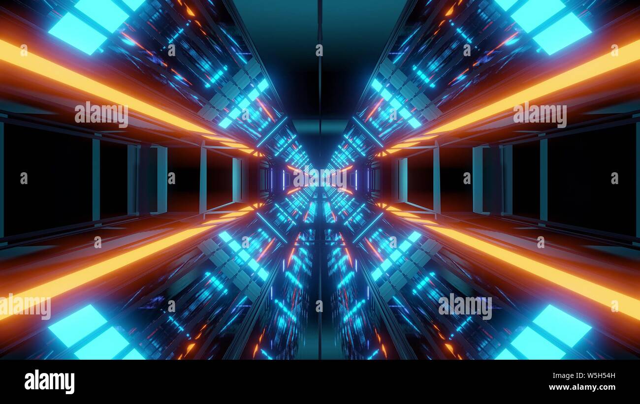 futuristic science-fiction tunnel corridor 3d illustration background wallpaper Stock Photo - Alamy