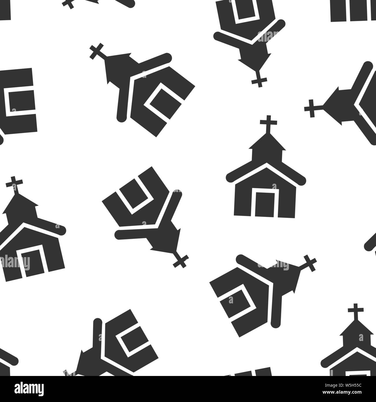 Church icon seamless pattern background. Chapel vector illustration on ...