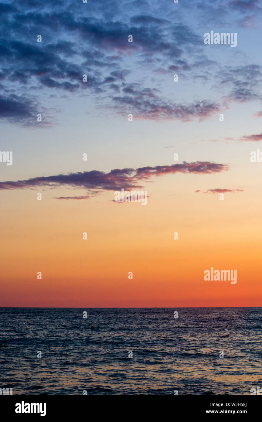 Summer sea sunset, the sun, waves and clouds, beautiful dramatic ...