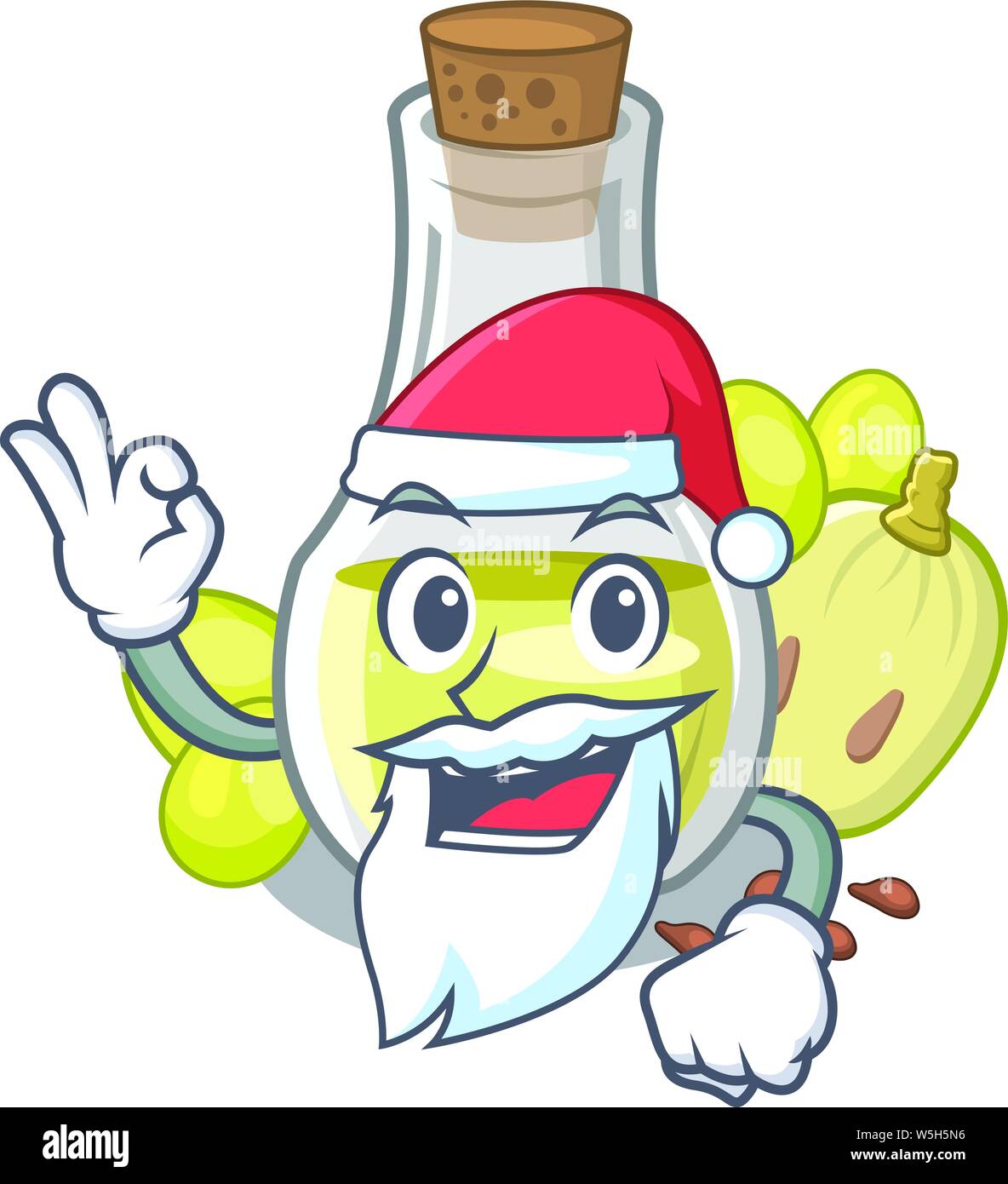 Santa grape seed oil isolated in character vector illustration Stock ...