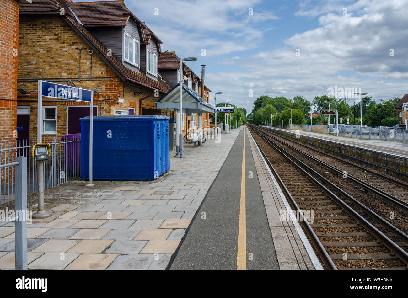 A view from the platform of a quiet Datchet Railway Station Stock Photo ...