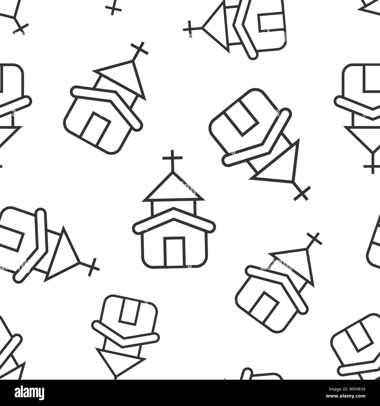 Church icon seamless pattern background. Chapel vector illustration on ...