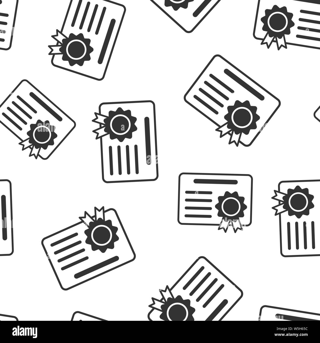 Certificate icon seamless pattern background. License badge vector ...