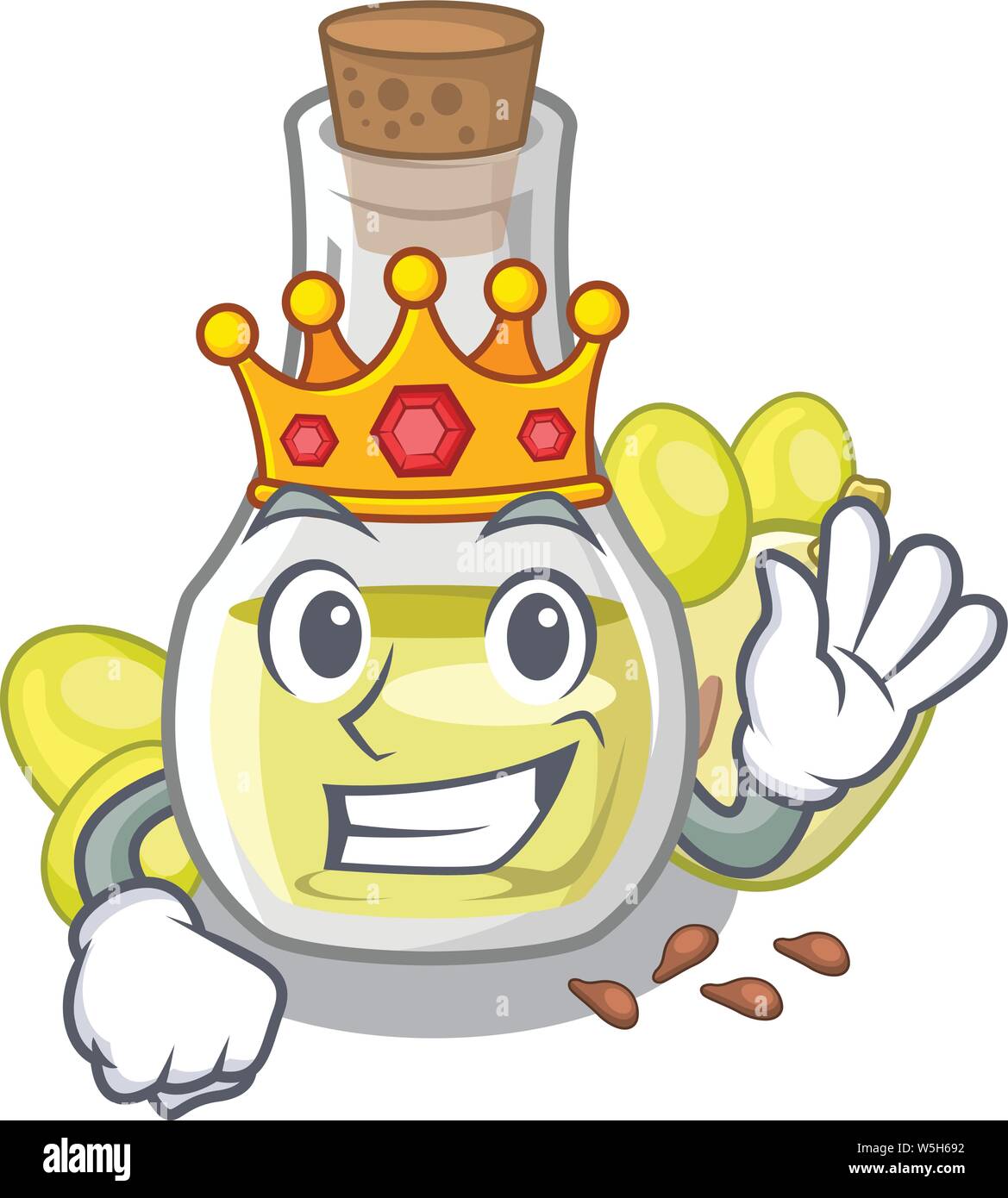 King grape seed oil isolated in character vector illustration Stock ...