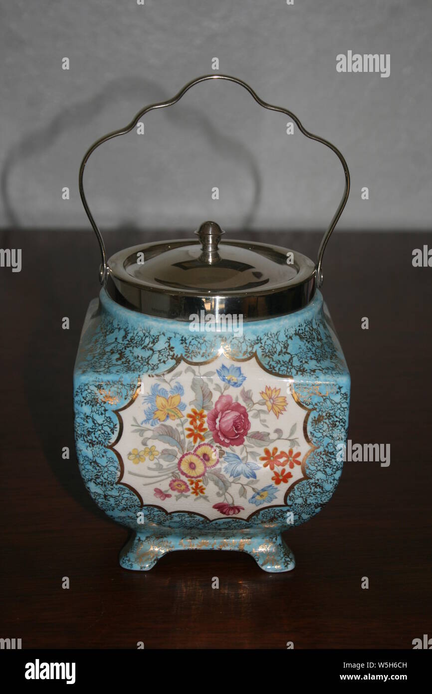 Art deco pottery biscuit barrel by Lancaster & Sandland pottery Stock ...