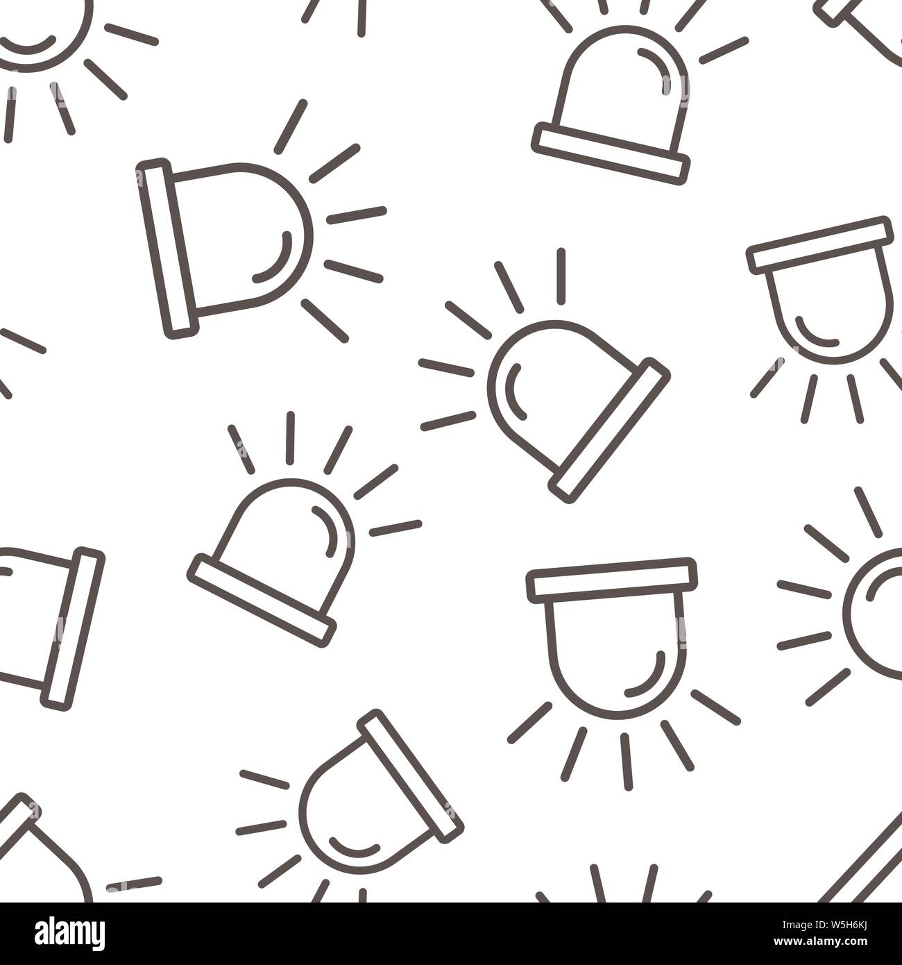 Emergency siren icon seamless pattern background. Police alarm vector ...