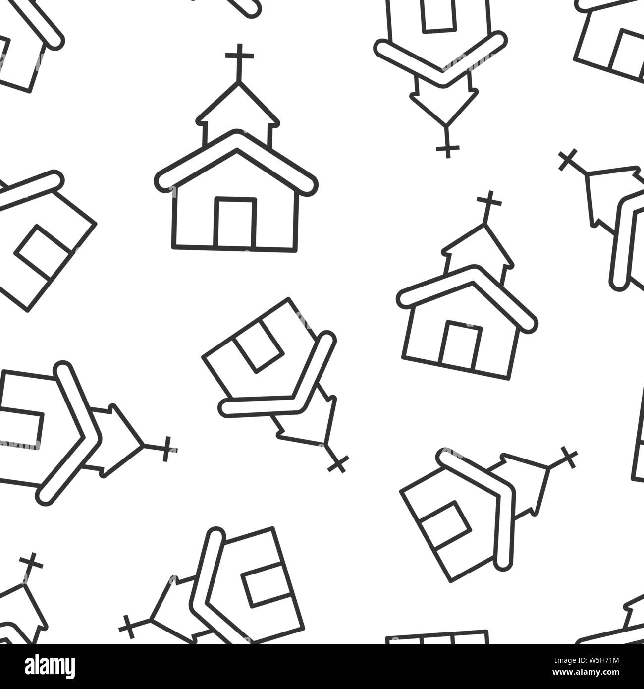 Church icon seamless pattern background. Chapel vector illustration on ...