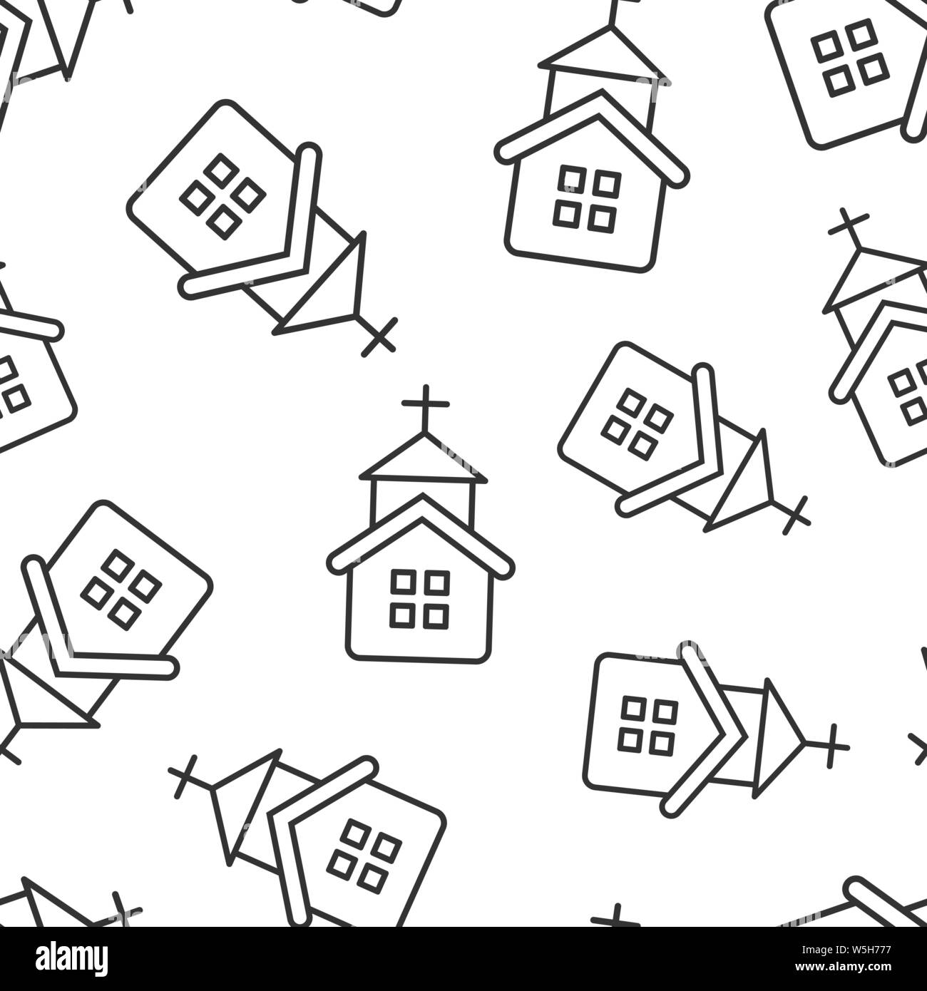Church icon seamless pattern background. Chapel vector illustration on ...