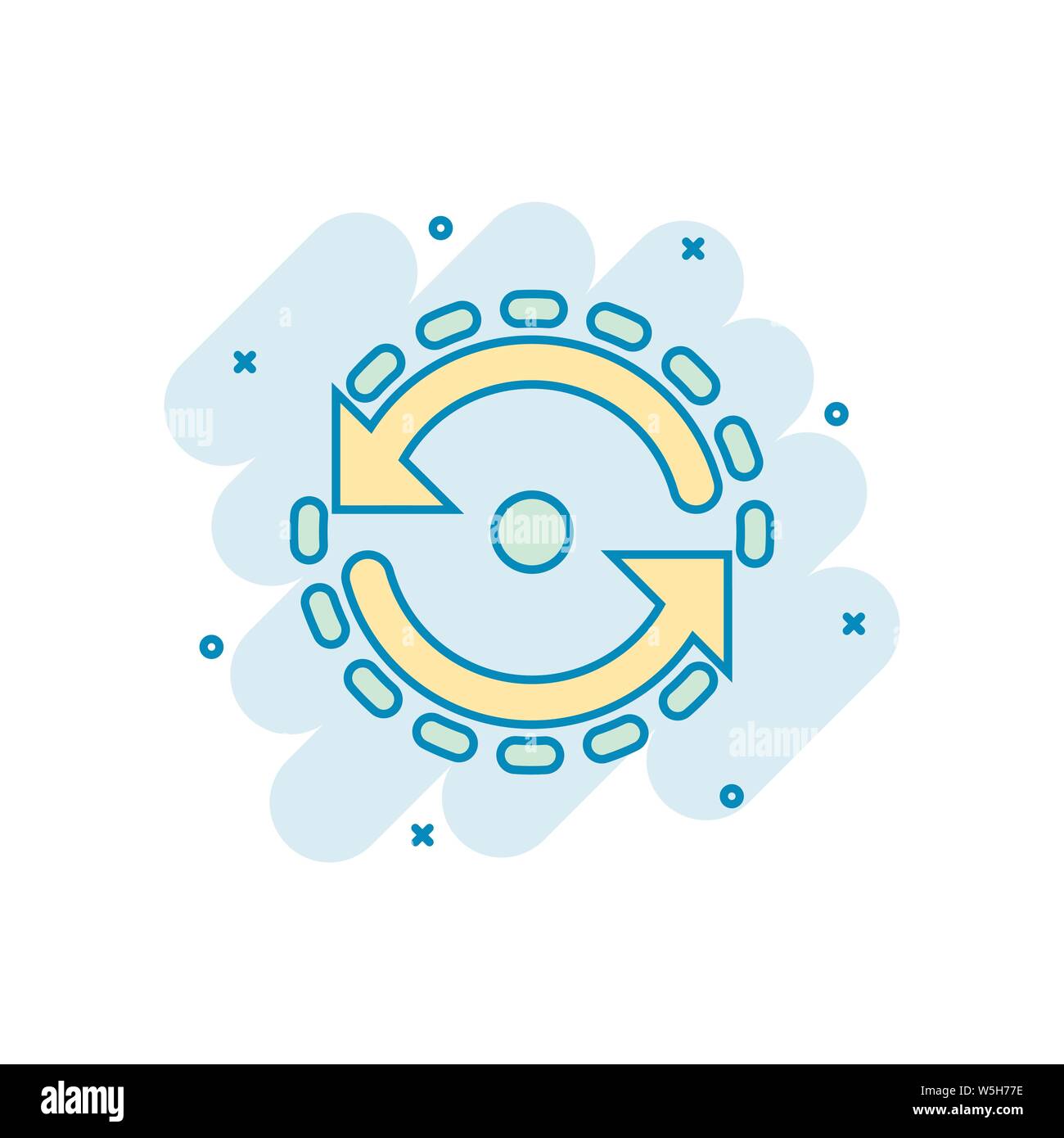 Oval with arrows icon in comic style. Consistency repeat vector cartoon ...