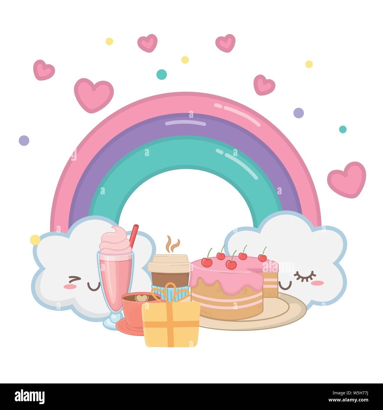Rainbow cartoon design, happy birthday celebration decoration party ...