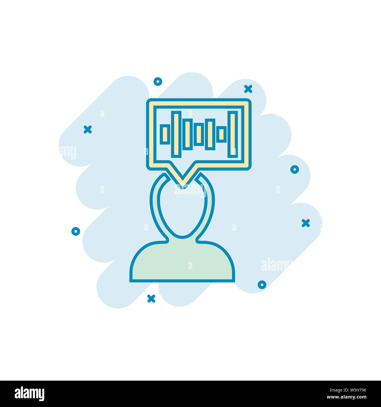 Voice recognition icon in comic style. Authentication sound vector cartoon illustration on white ...