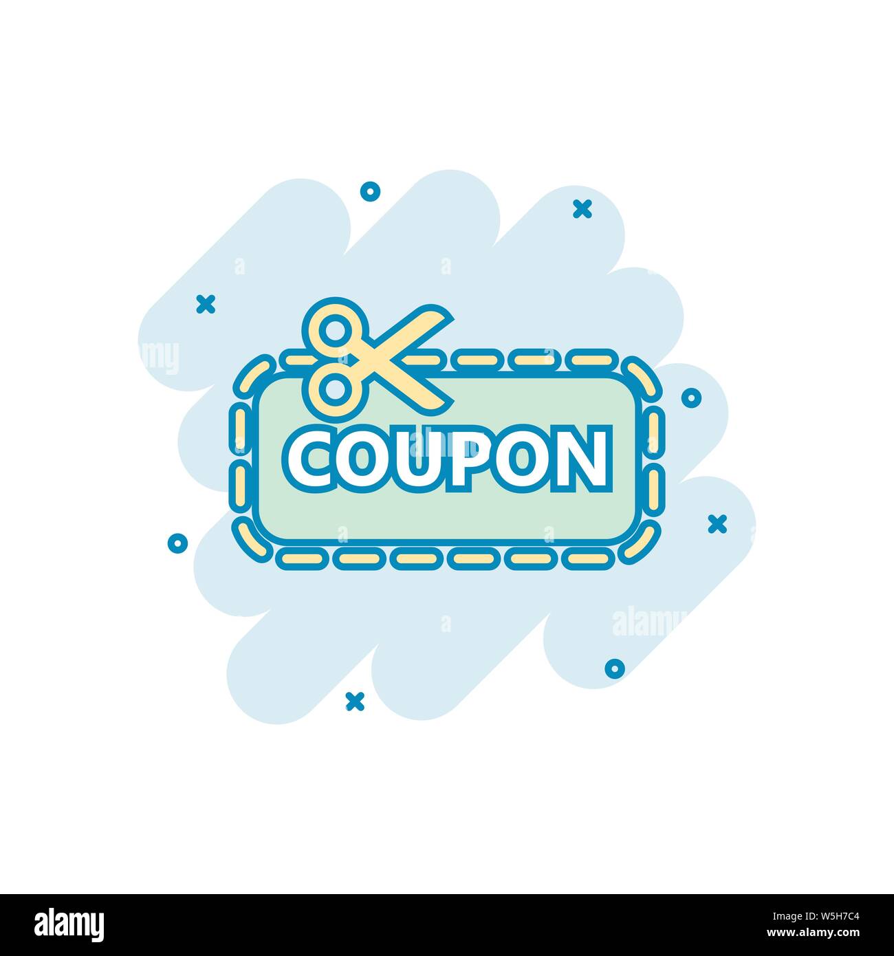 Discount coupon icon in comic style. Scissors with price tag vector ...