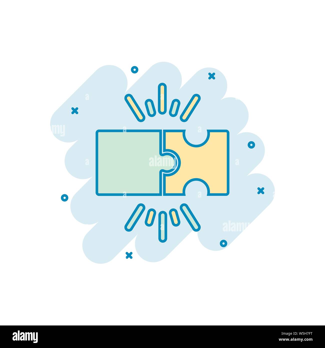 Puzzle compatible icon in comic style. Jigsaw agreement vector cartoon ...