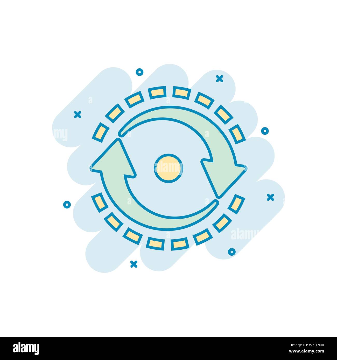 Oval with arrows icon in comic style. Consistency repeat vector cartoon ...