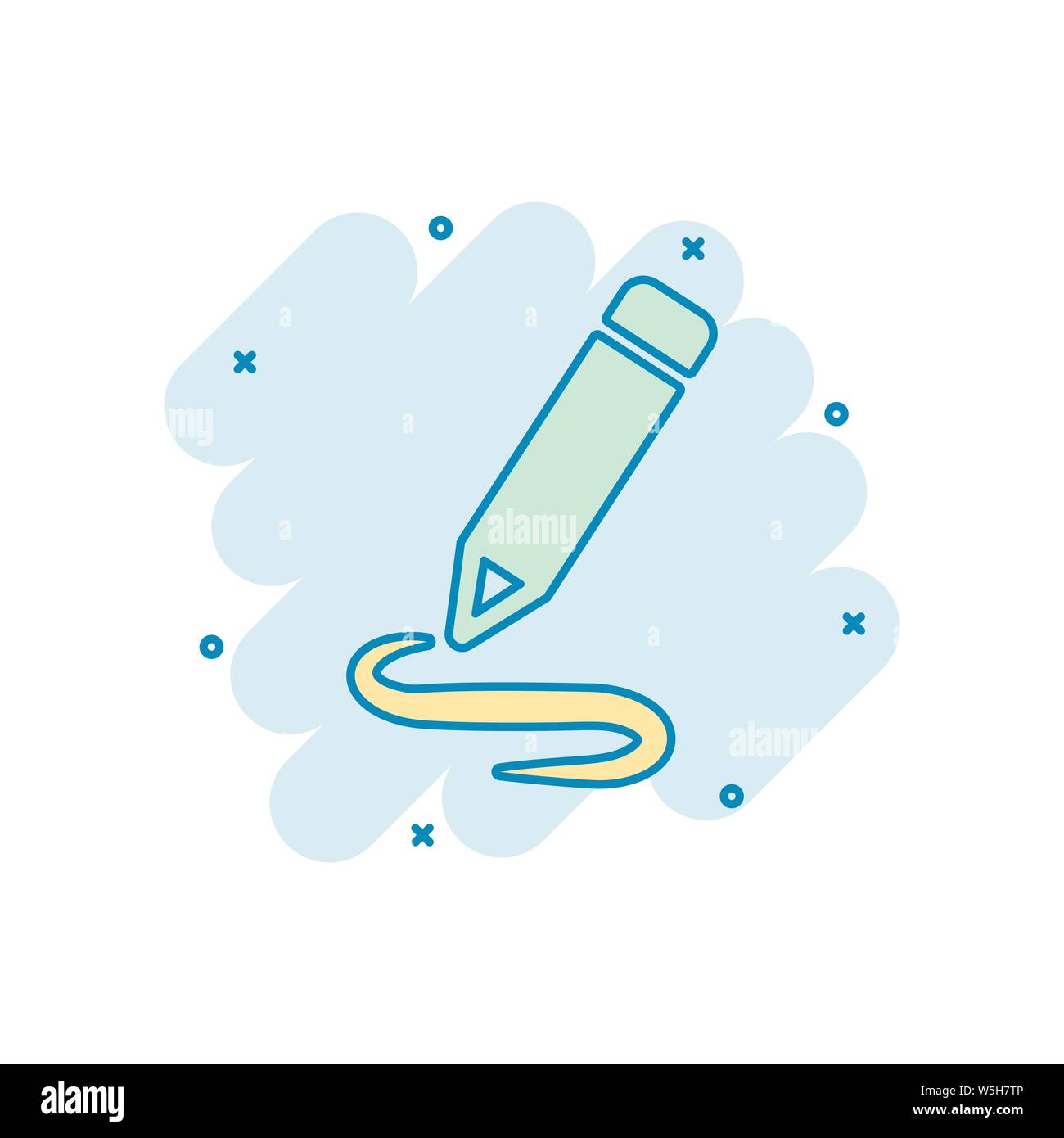 Pencil notepad icon in comic style. Document write vector cartoon ...