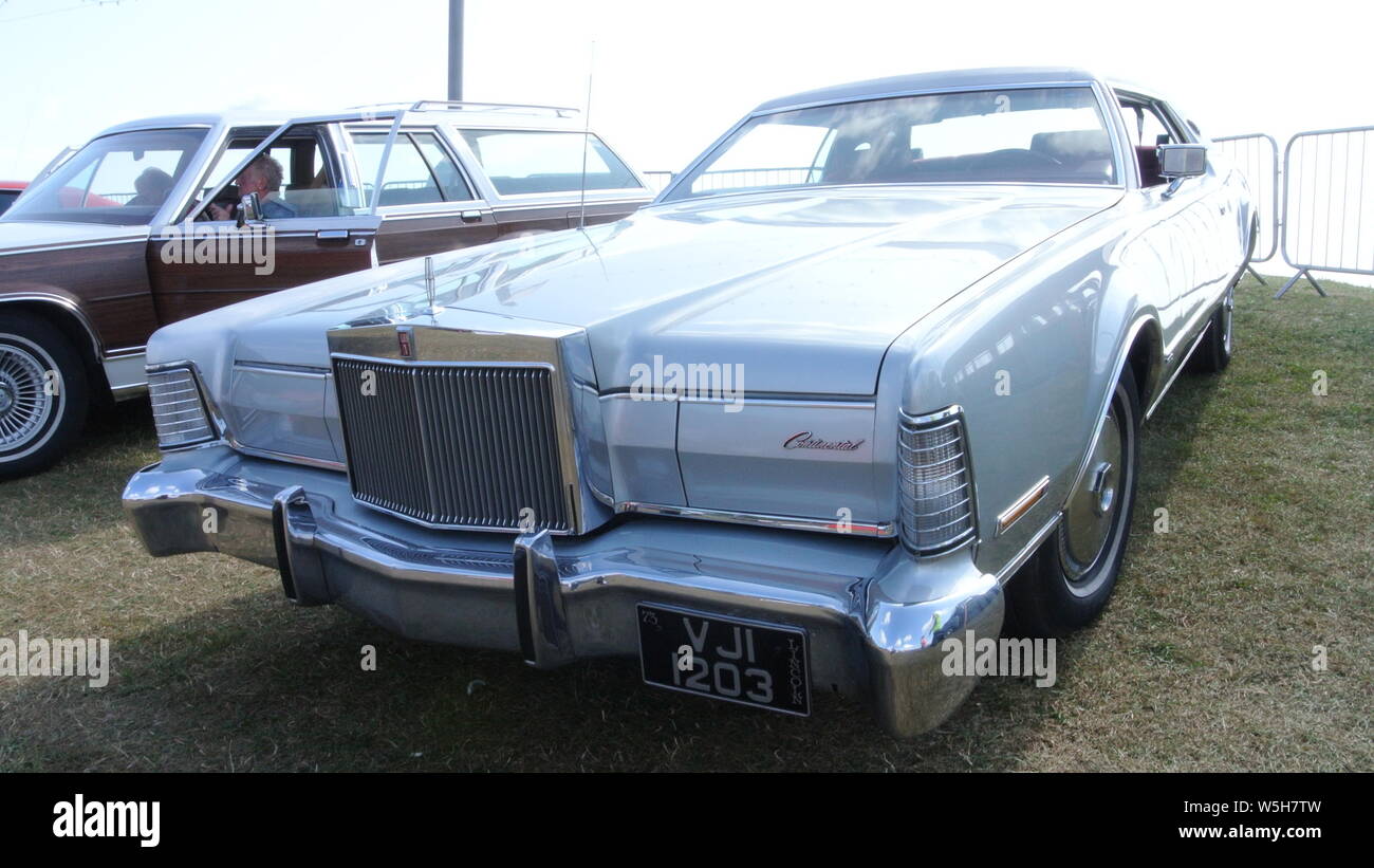 A 1973 Lincoln Continental Mk3 parked up on display at the English ...
