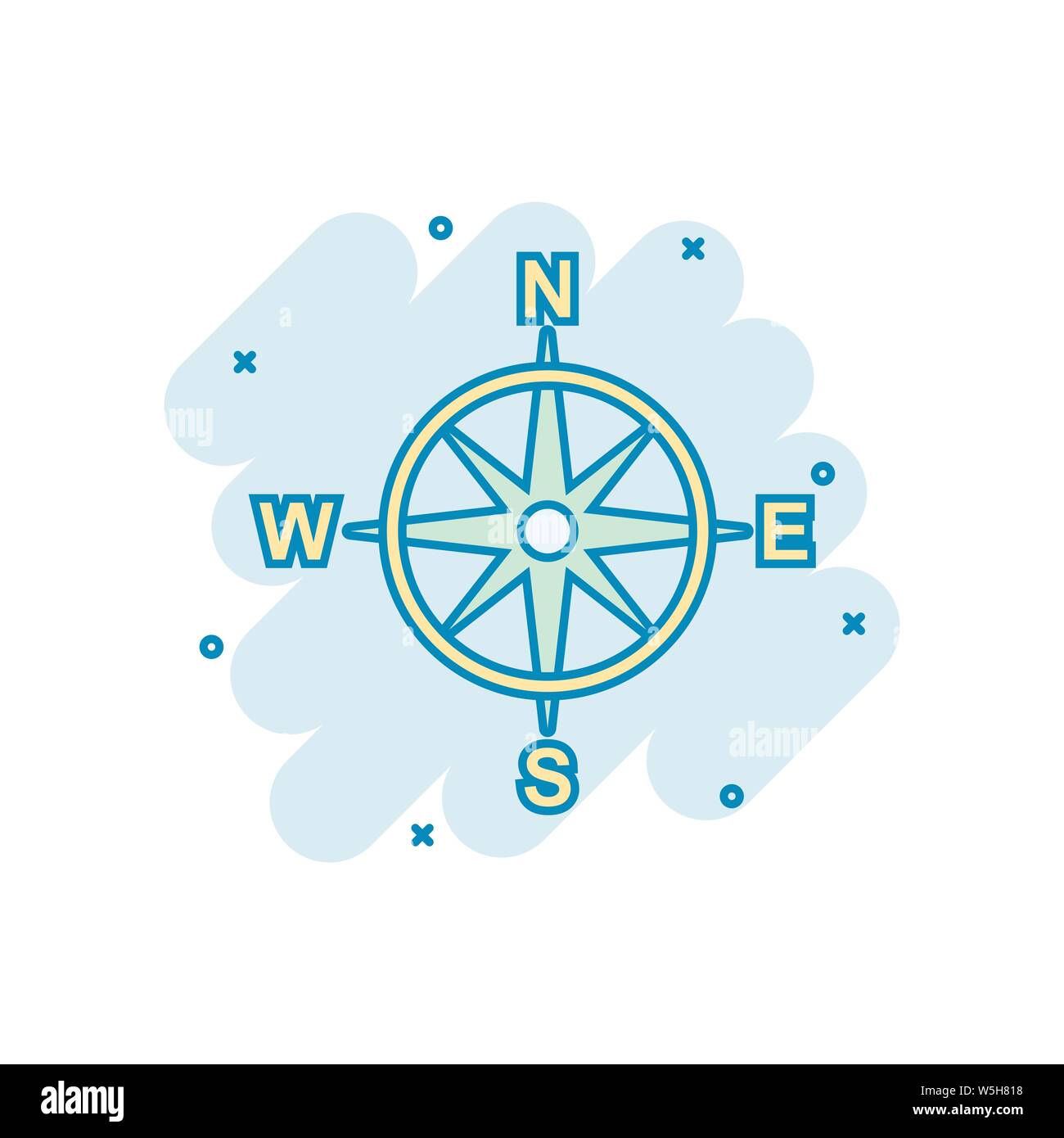 Global navigation icon in comic style. Compass gps vector cartoon ...