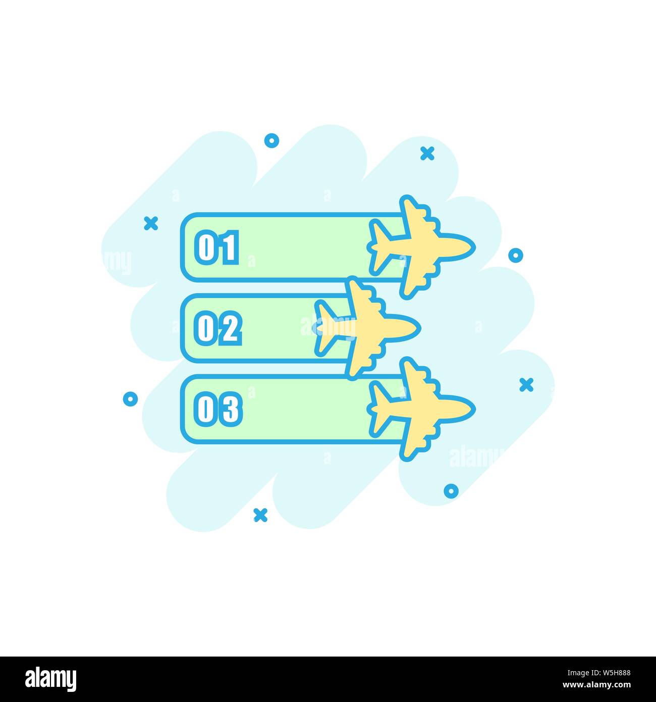 Airplane flight infographic icon in comic style. Plane travel banner ...