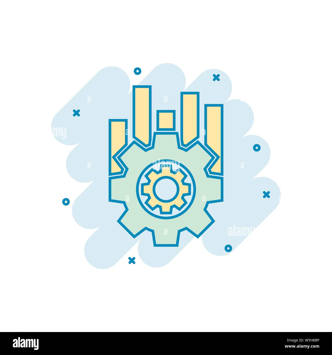Operation project icon in comic style. Gear process vector cartoon ...